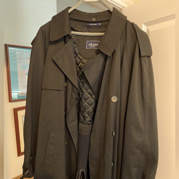 Chaps | Jackets & Coats | Chaps Black 54l Trench Coat | Poshmark